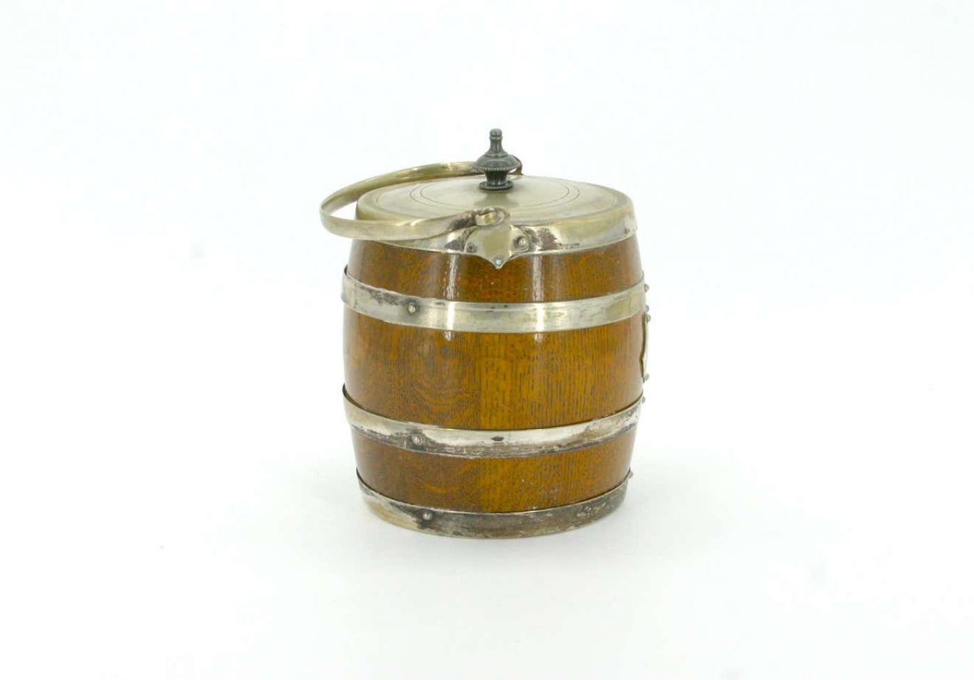 19th Century Oak/Ceramic Ice Bucket