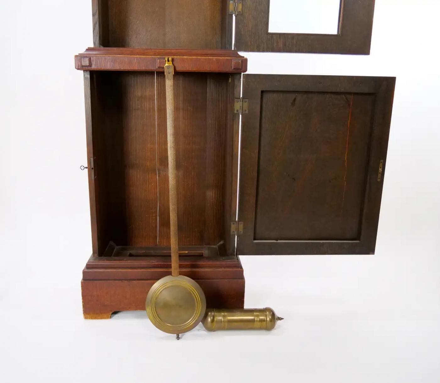19th Century Oak Wood Frame / Brass Face Tall Case Clock