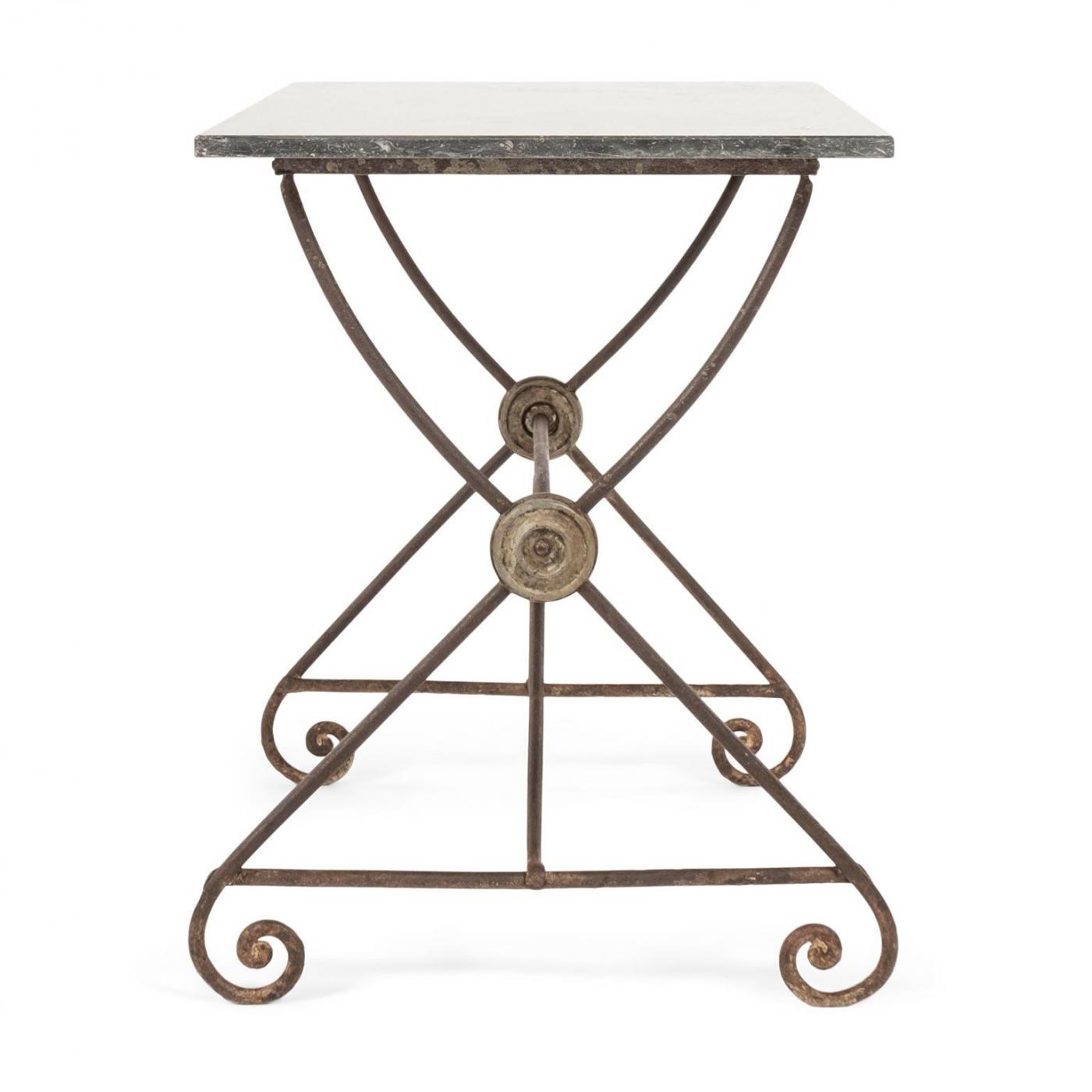 19th Century Rectangular Iron Table Base and Bluestone Top