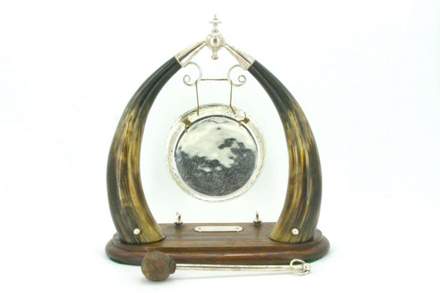 19th Century Victorian English Silver Plate & Horn Dinner Gong