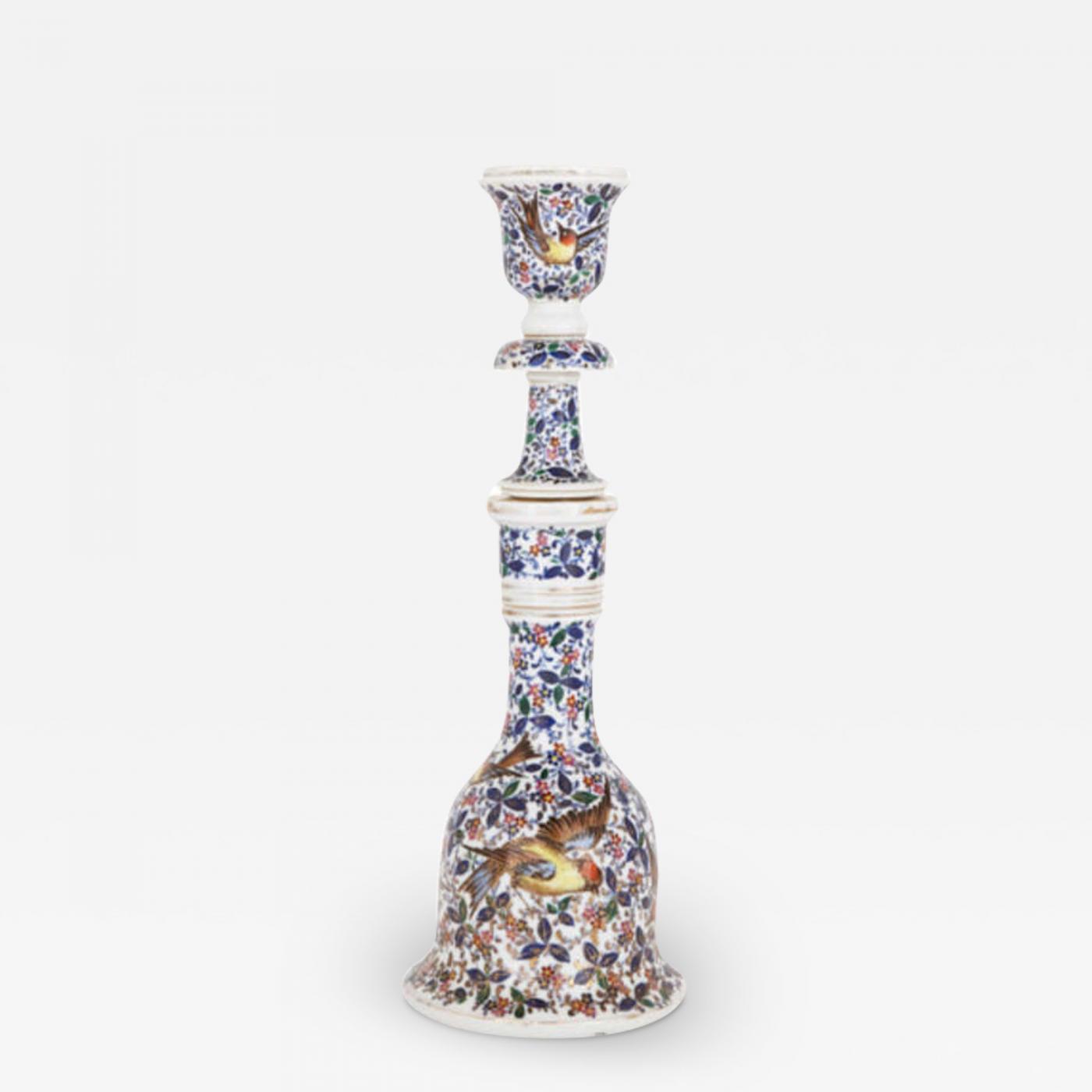 19th Century porcelain huqqa with bird paintings