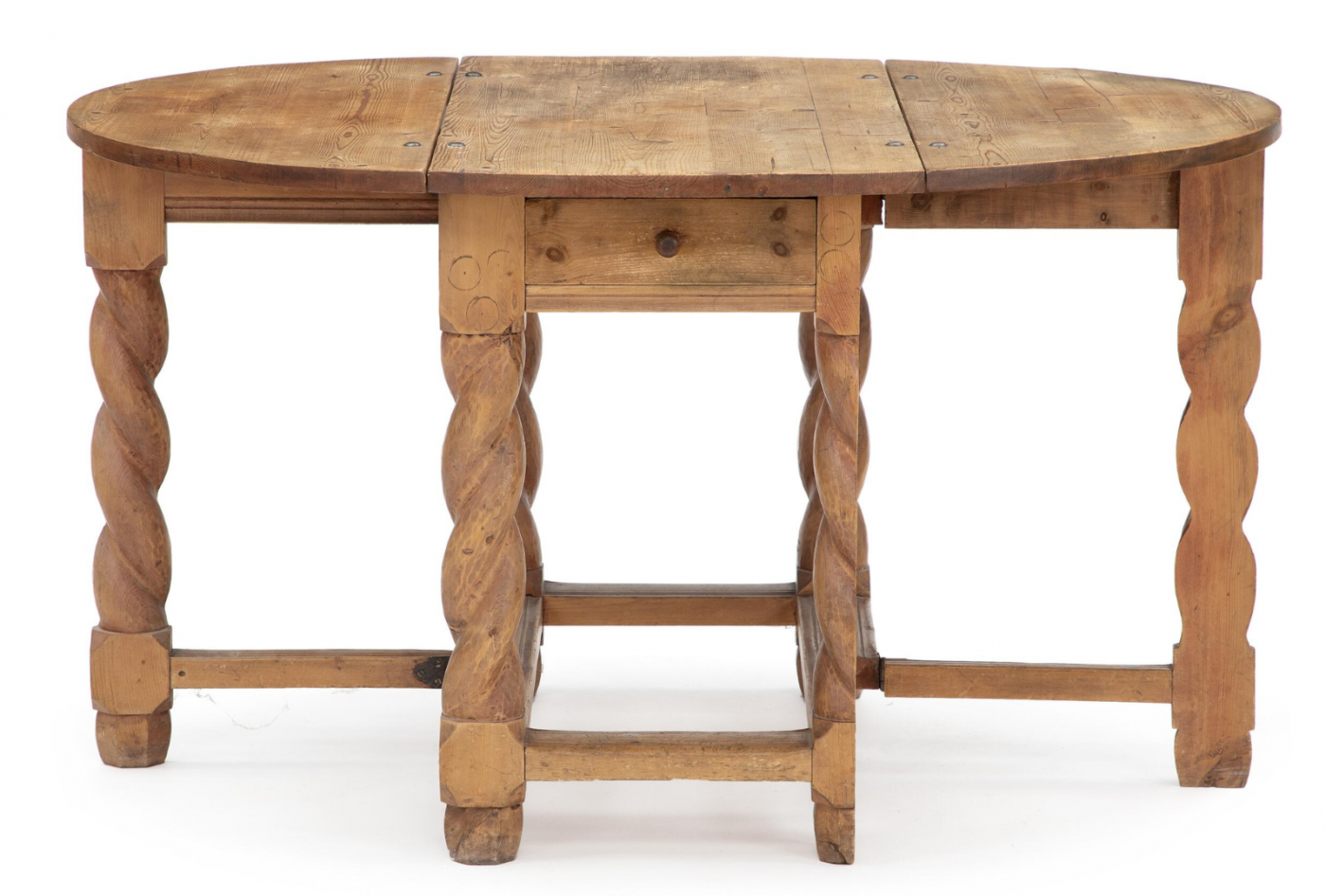 19th century Swedish pinewood drop-leaf table
