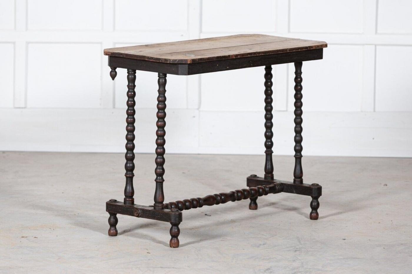 19thC English Oak & Pine Bobbin Table