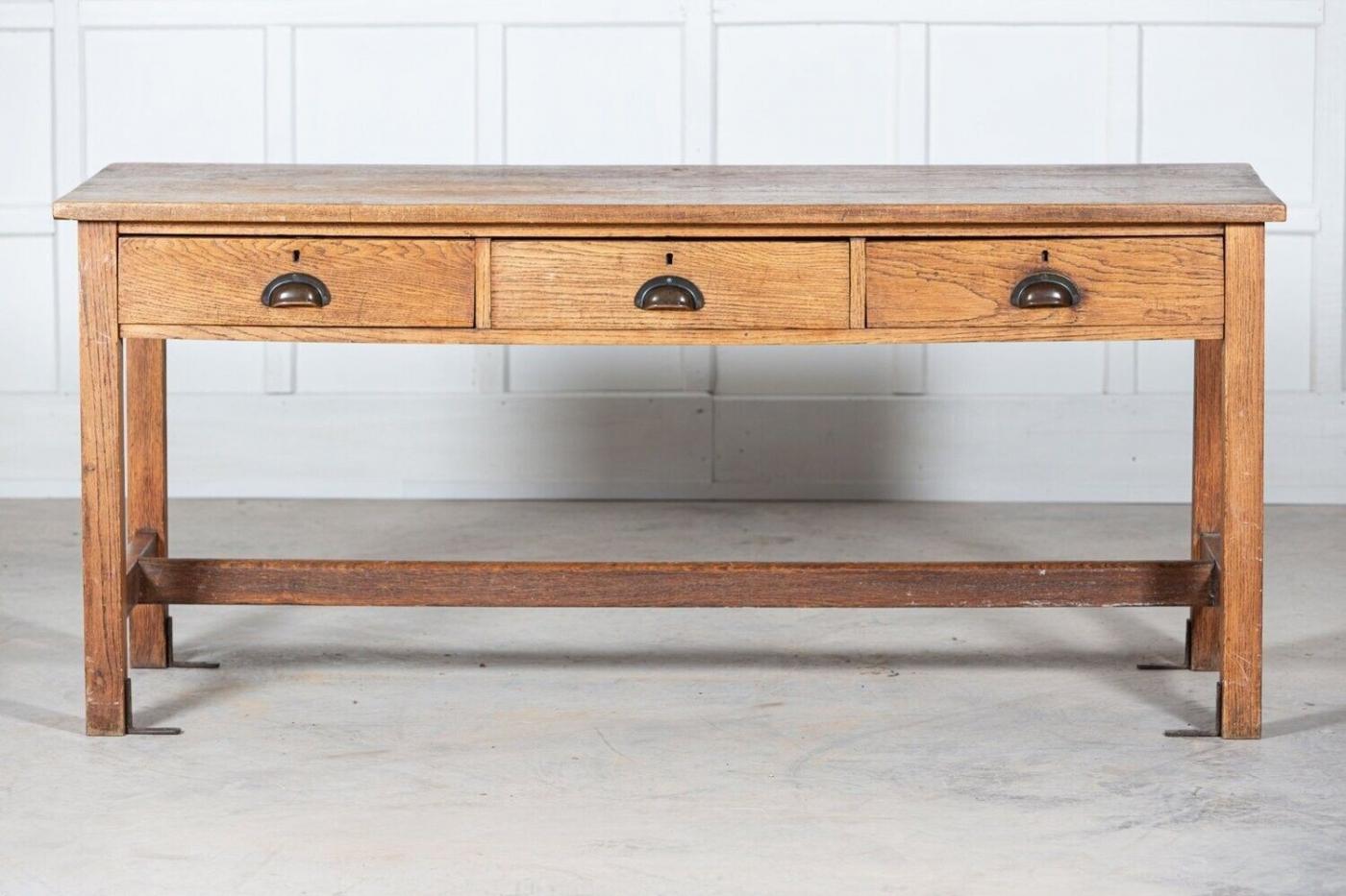 19thC English Oak Work Mill Table