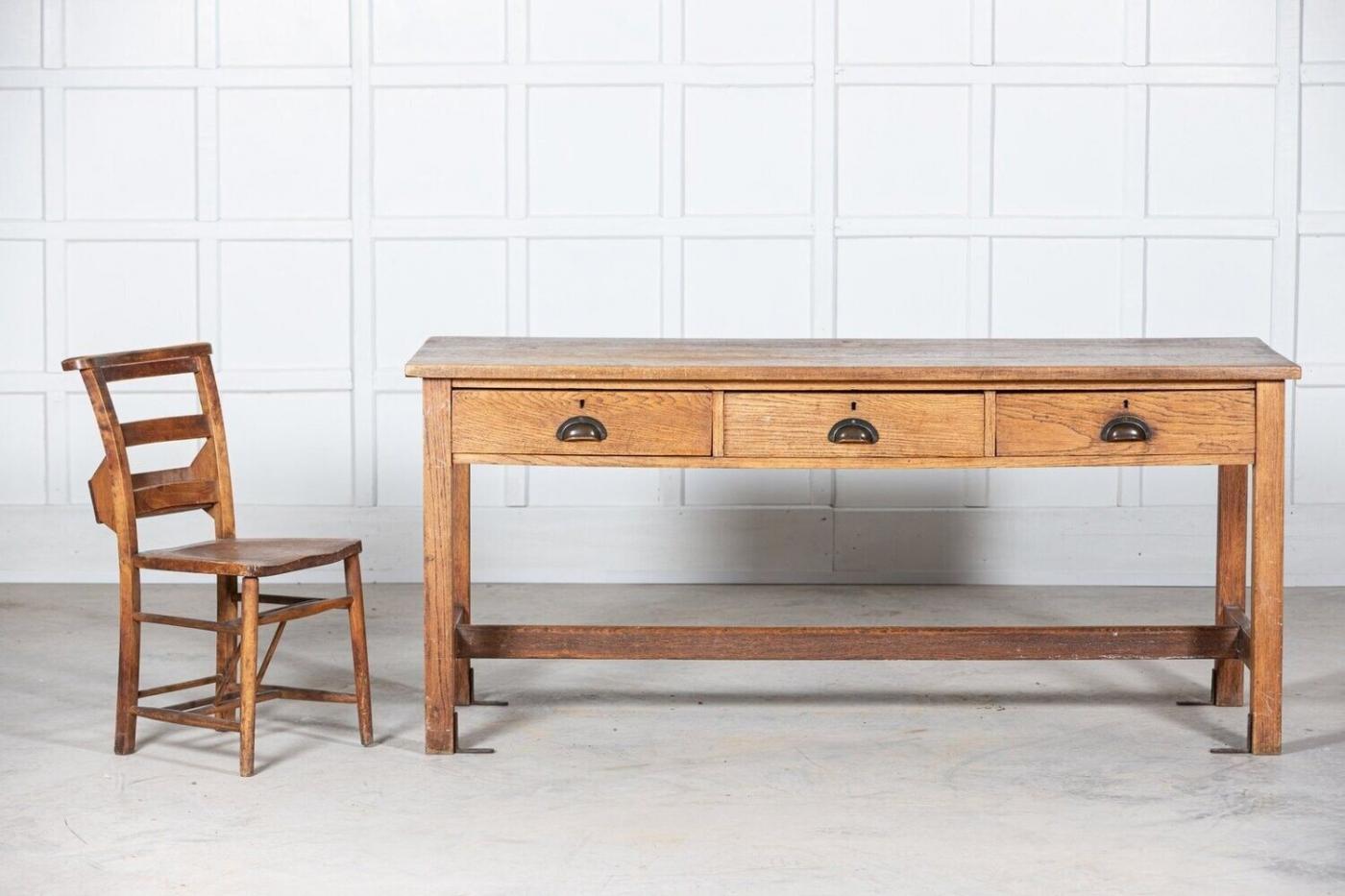 19thC English Oak Work Mill Table