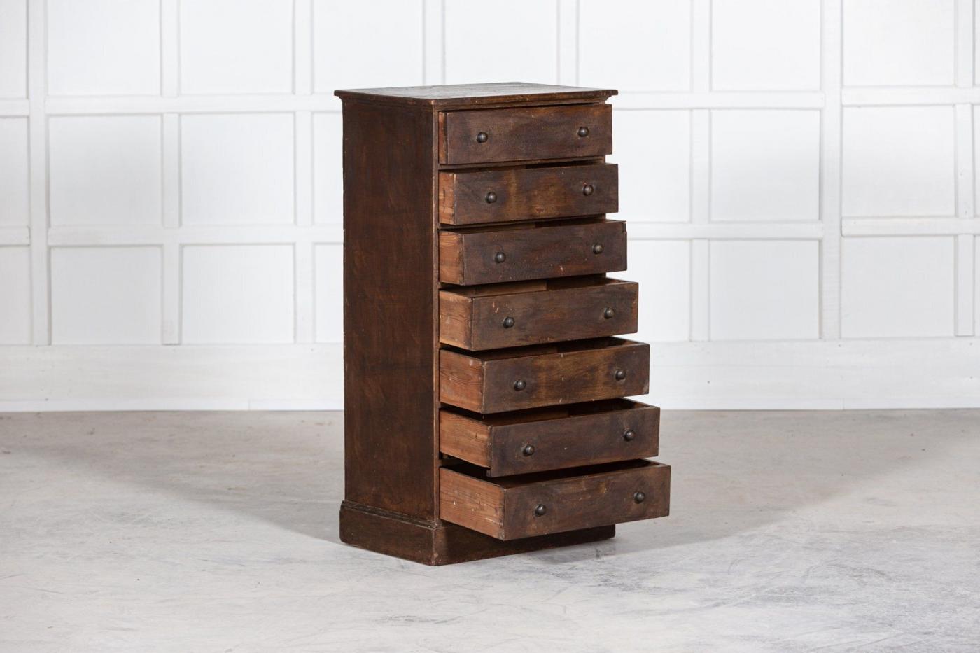 19thC English Painted Pine Workshop Drawers