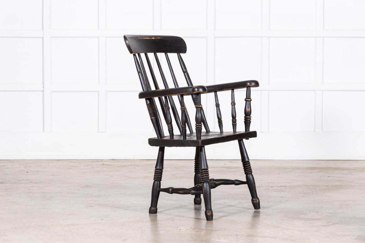 19thC Irish Ebonised Famine Chair