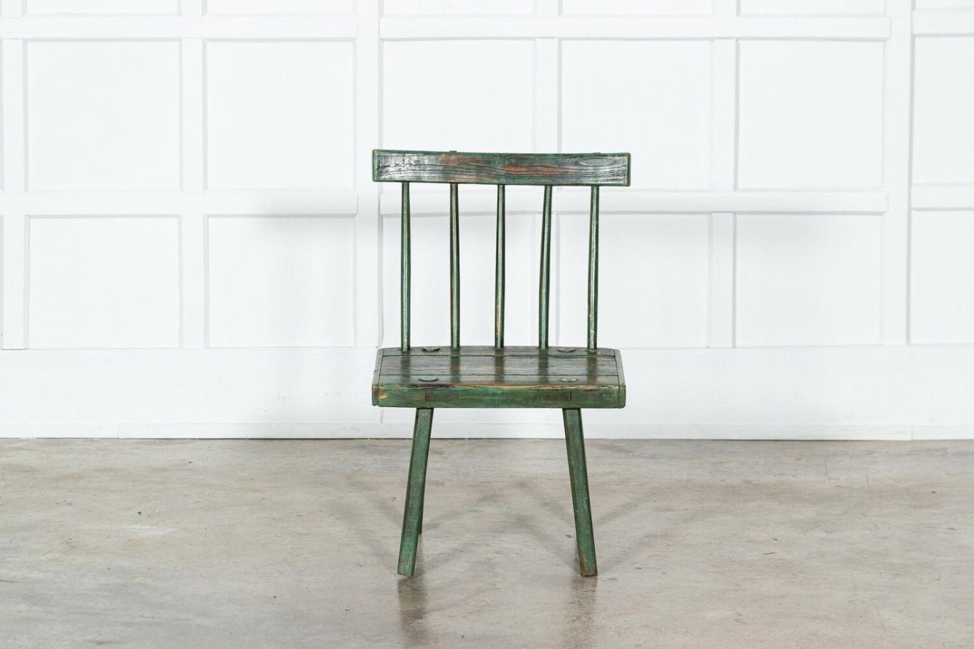 19thC Irish Vernacular Painted Ash, Elm & Pine Hedge Chair