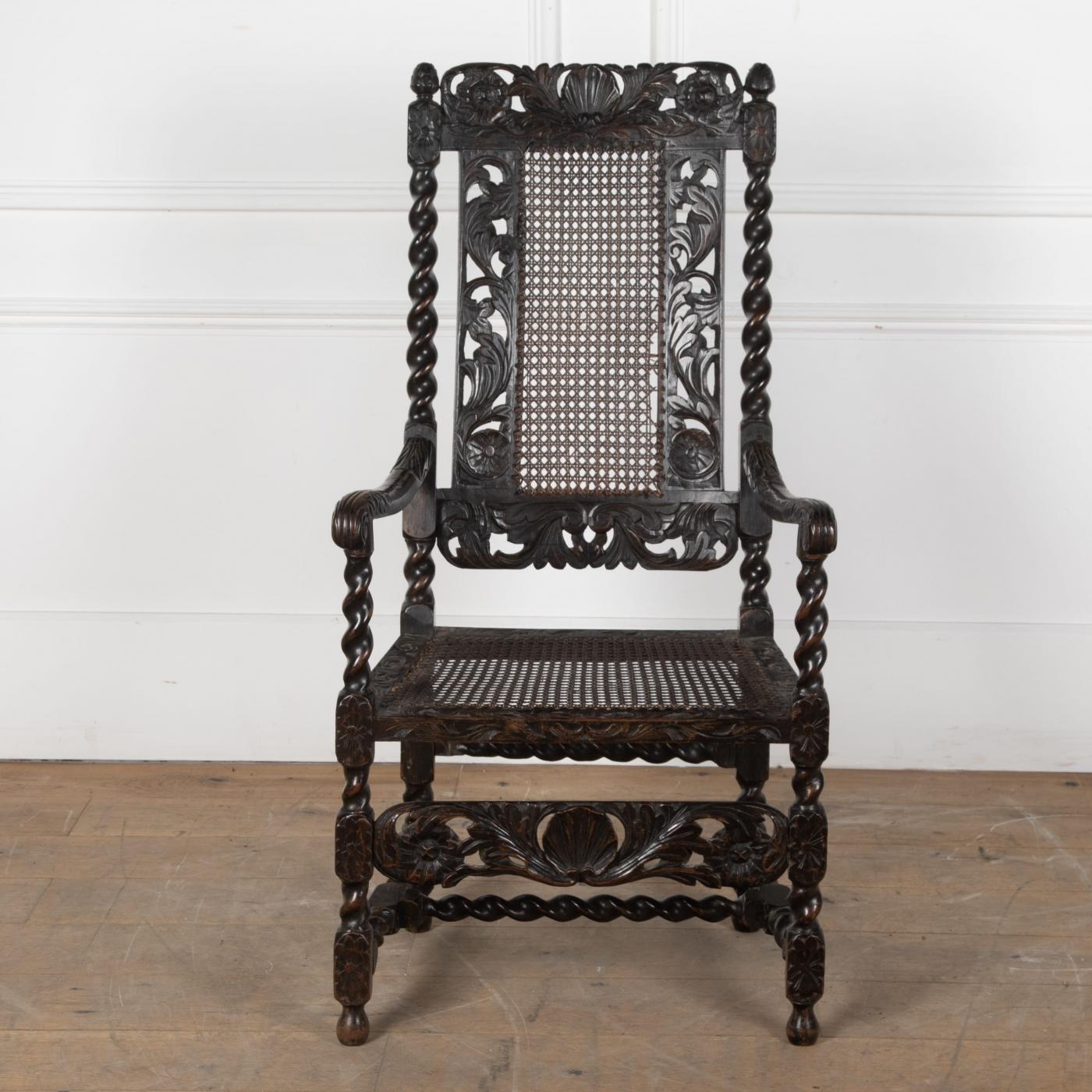 20th Century Carolean Style Walnut Armchair