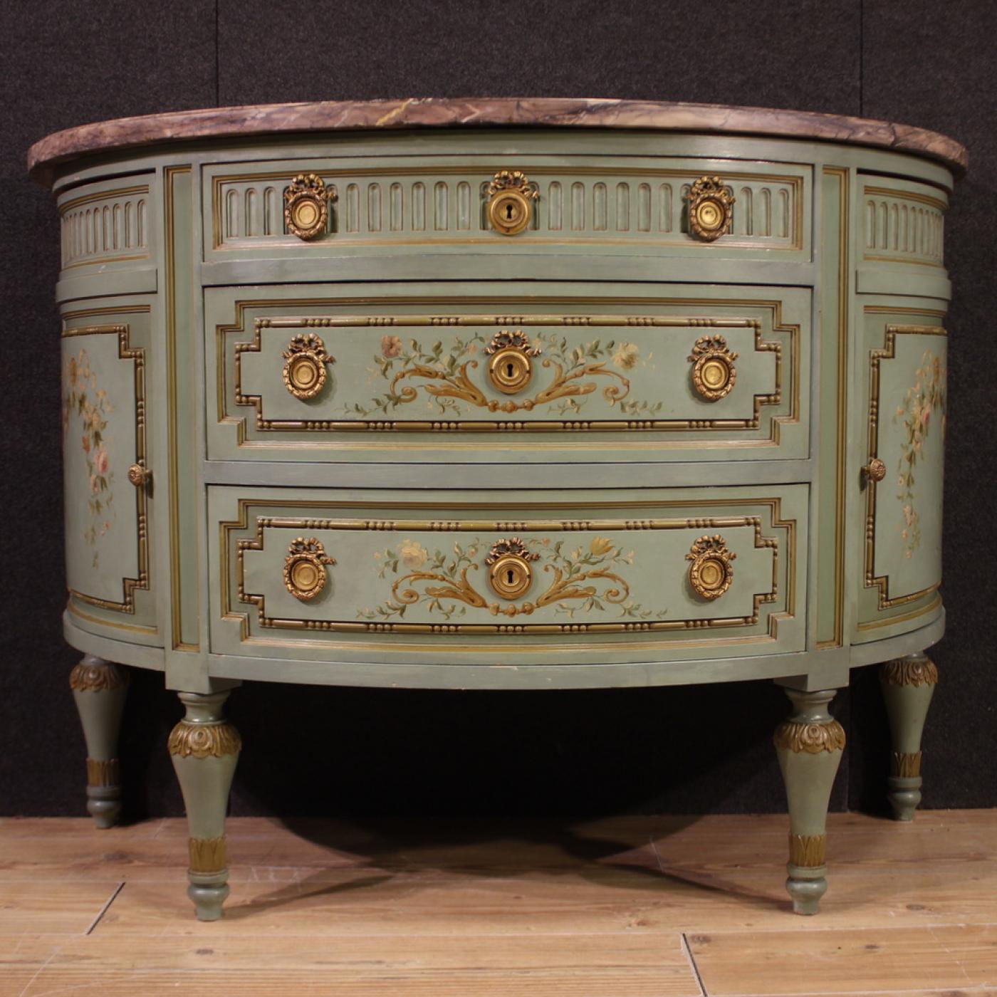 20th Century Italian Louis XVI Style Half Moon Commode