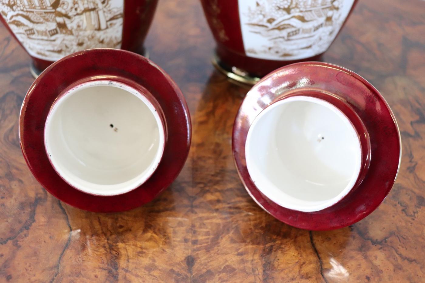 20th Century Pair of Artistic Potiche Vase in Ceramic by Crown Devon ...