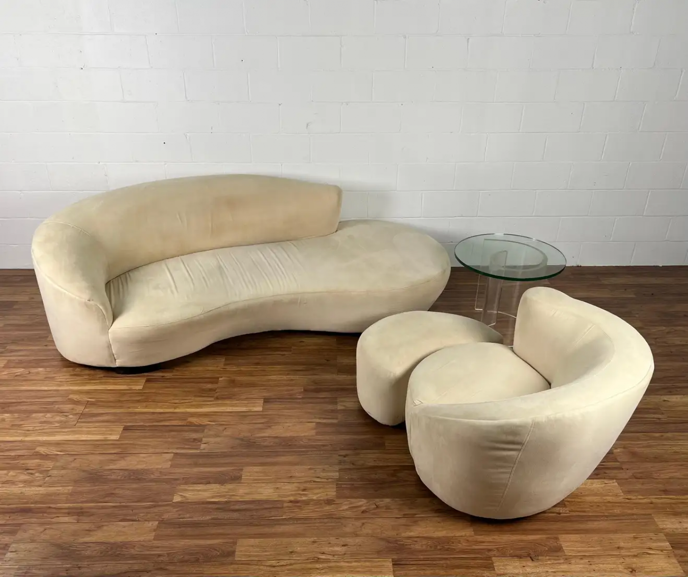 20th Century Vintage Modern Corkscrew Swivel Chair with Ottoman