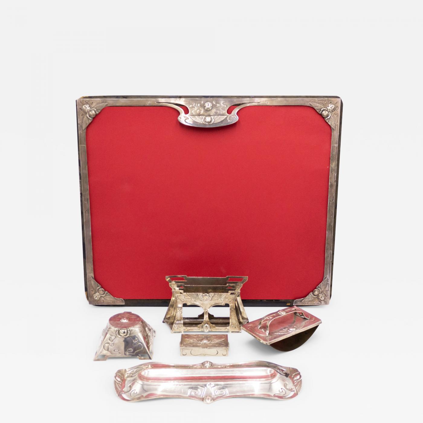 6 Piece English Arts Crafts Silver Desk Set 1