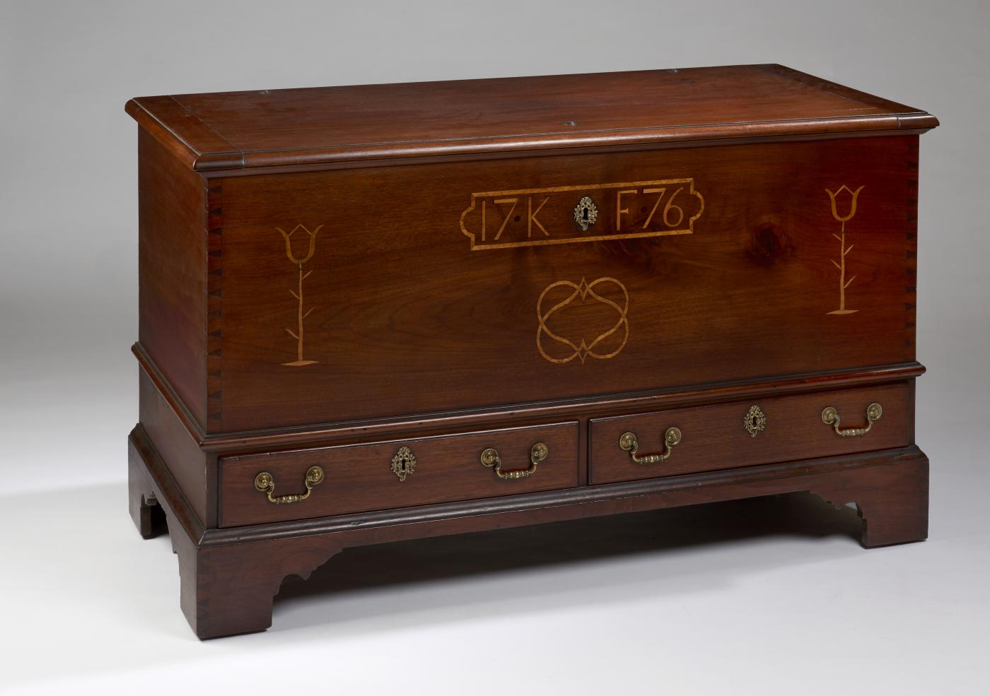 A Chester County, Pennsylvania inlaid chest over drawers