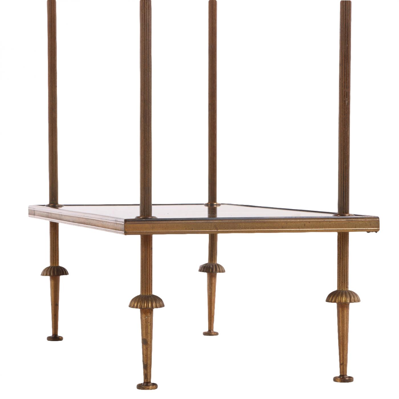 A French Brass and Glass Two-Tier Table, C.1950.