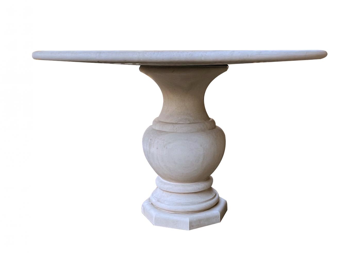 A French Carved Limestone Circular Table on a Baluster-form Base