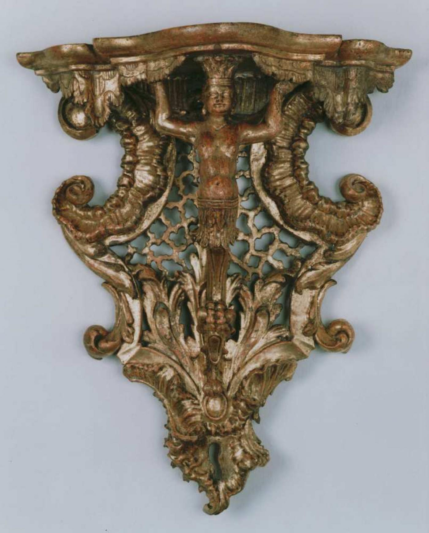 A Gilded Wood Console Bracket Depicting America