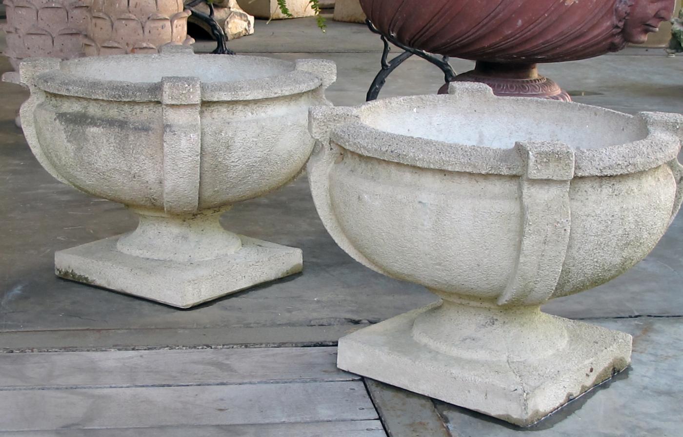 A Handsome Pair of Cast Stone Garden Urns