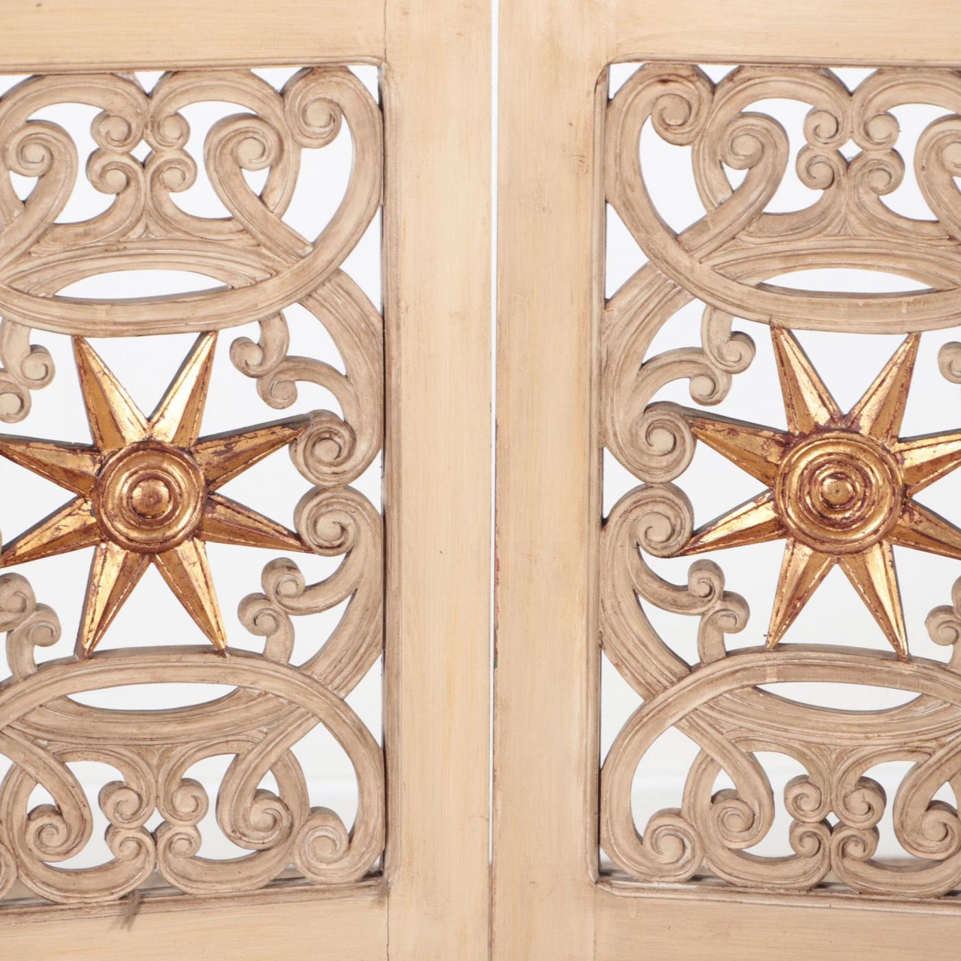 A Mid Century Modern four panel painted room divider. C 1950