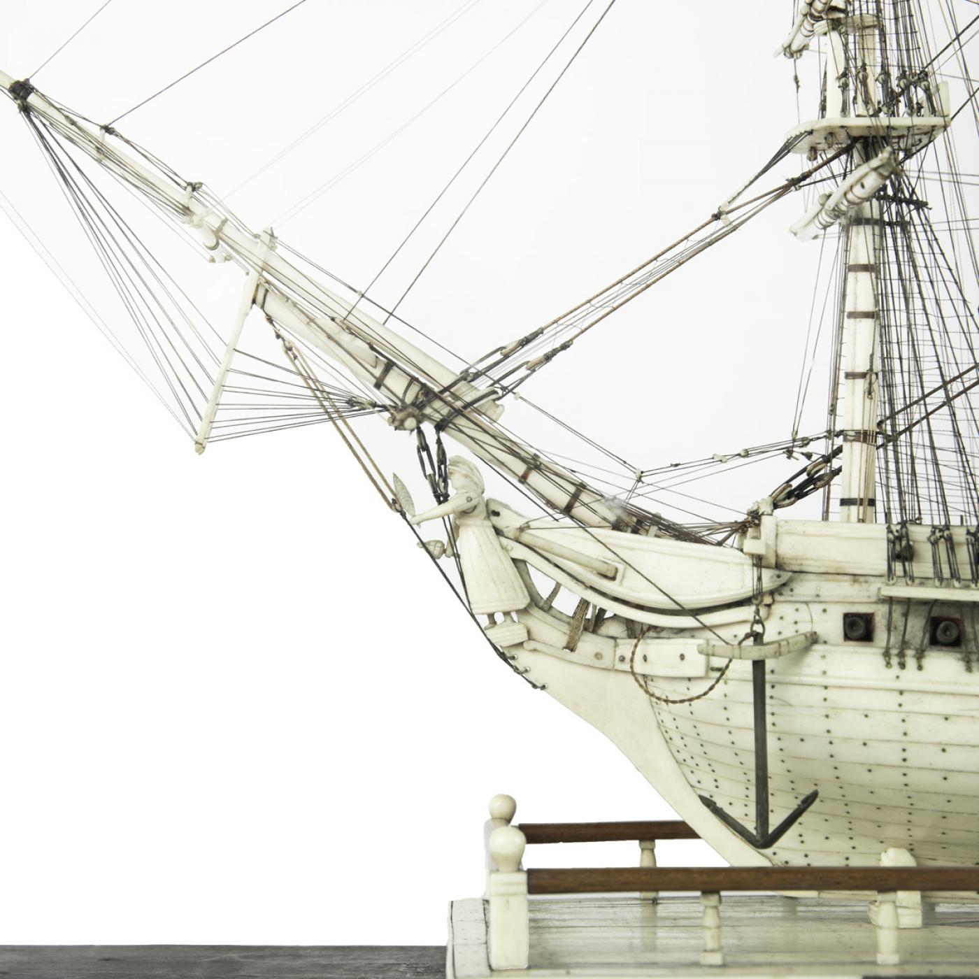 A Napoleonic era bone prisoner of war model of the 40-gun frigate ...