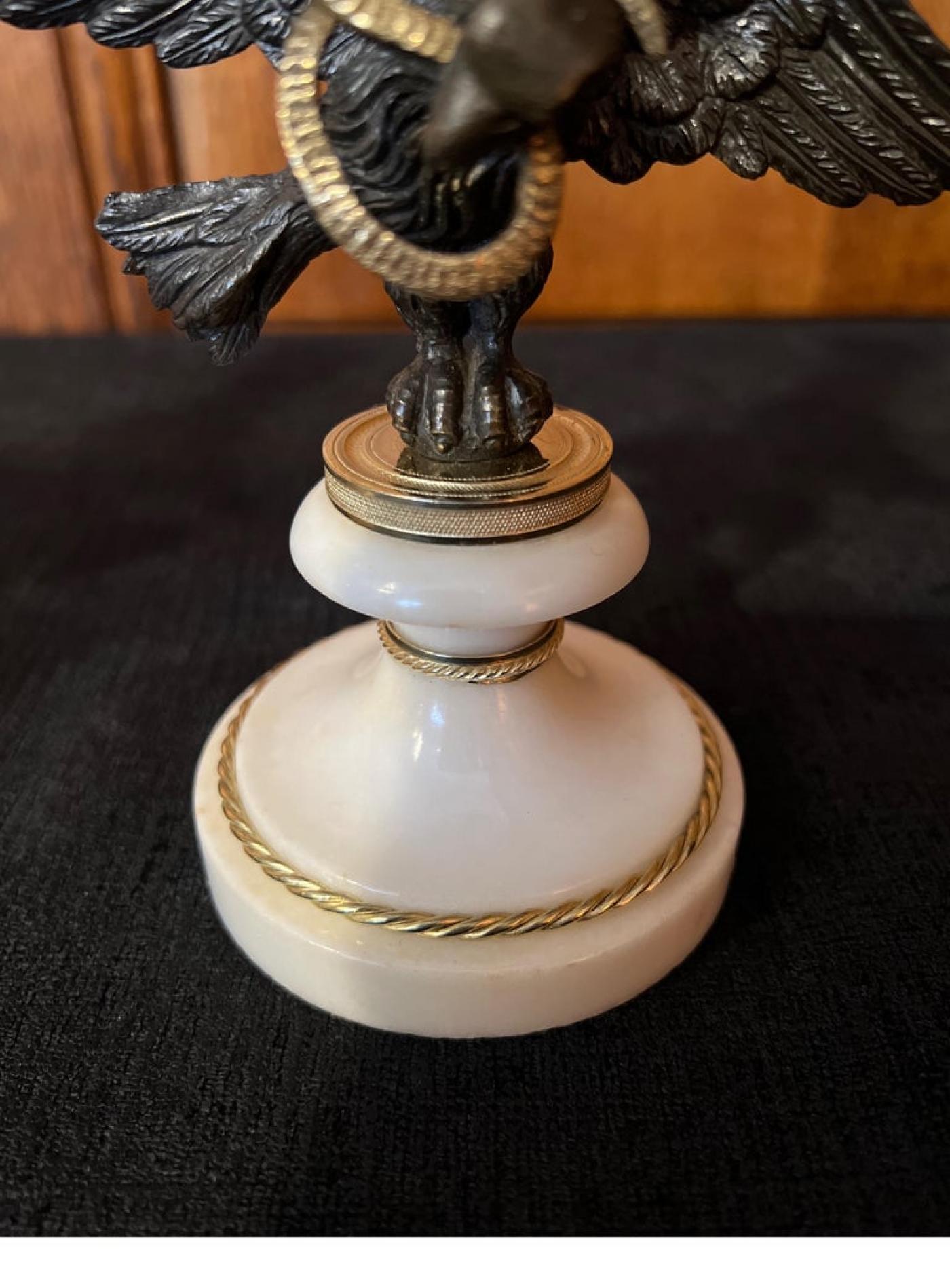 A Pair of Regency Bronze, Gilt-bronze & Marble Candle sticks