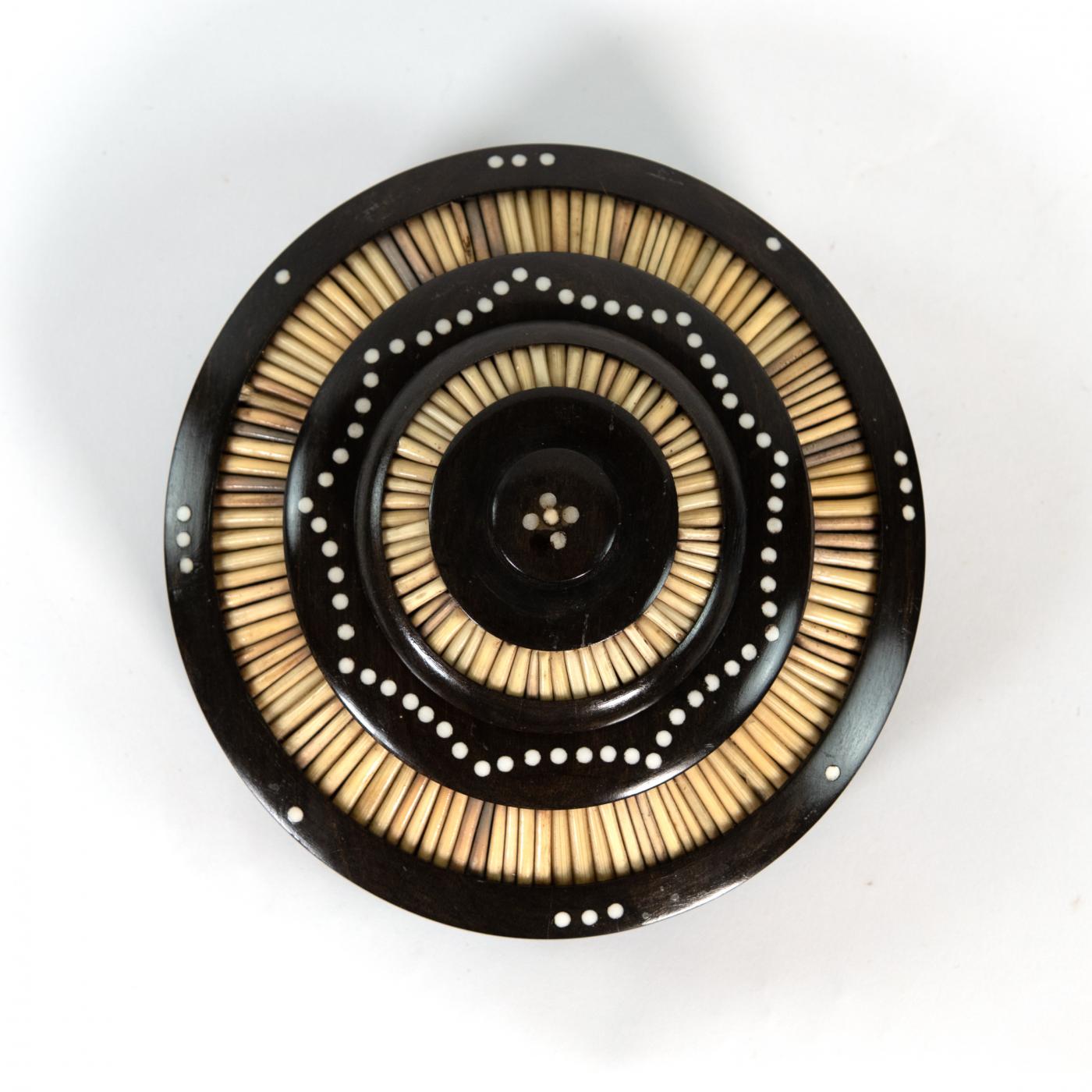 A Rare Anglo Indian Porcupine Quill Box Of Circular Form, Circa 1870.