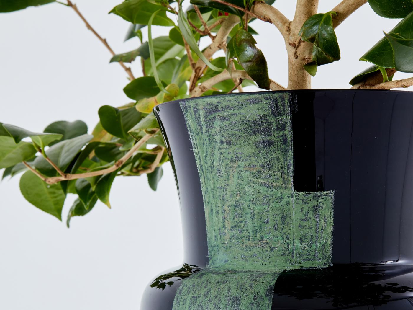 A. Riecke - Anatole Riecke French Art Deco tall black opaline glass ...