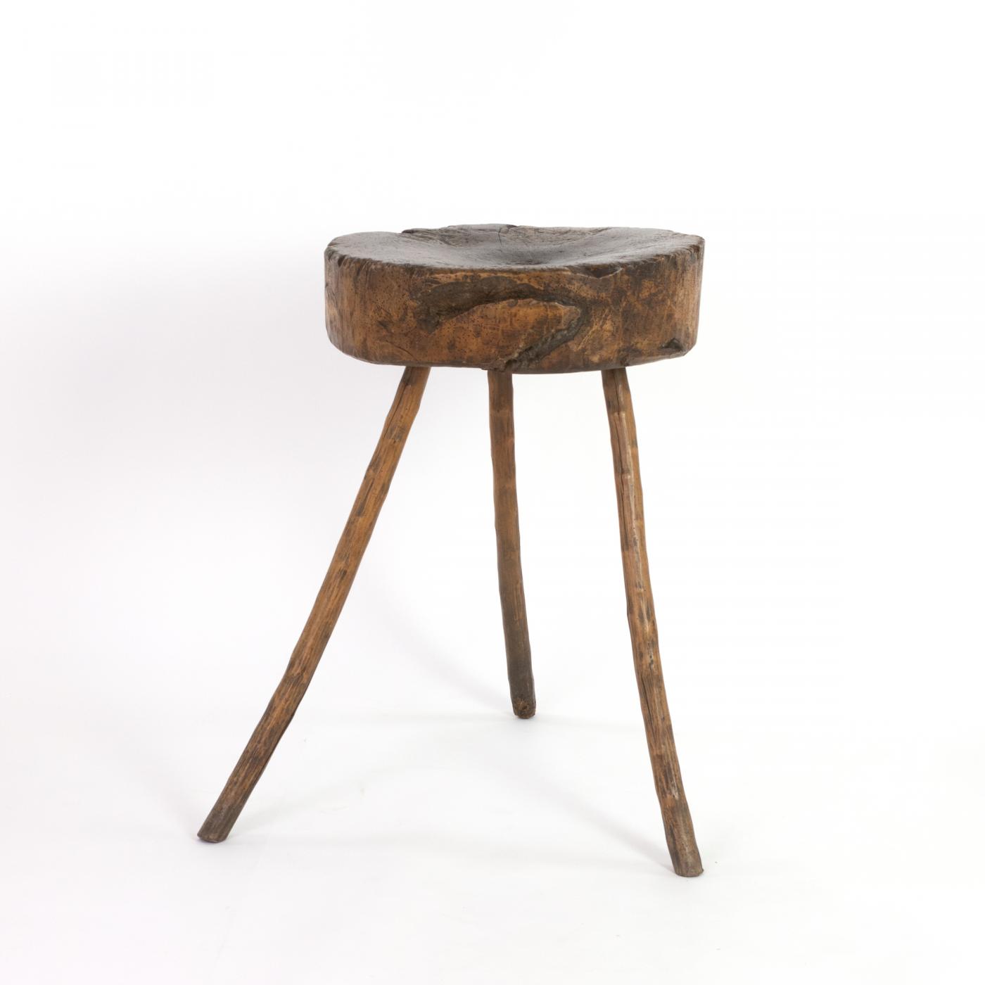 A Unique Freestanding Butcher Block on Three Long Legs, French Circa 1850.