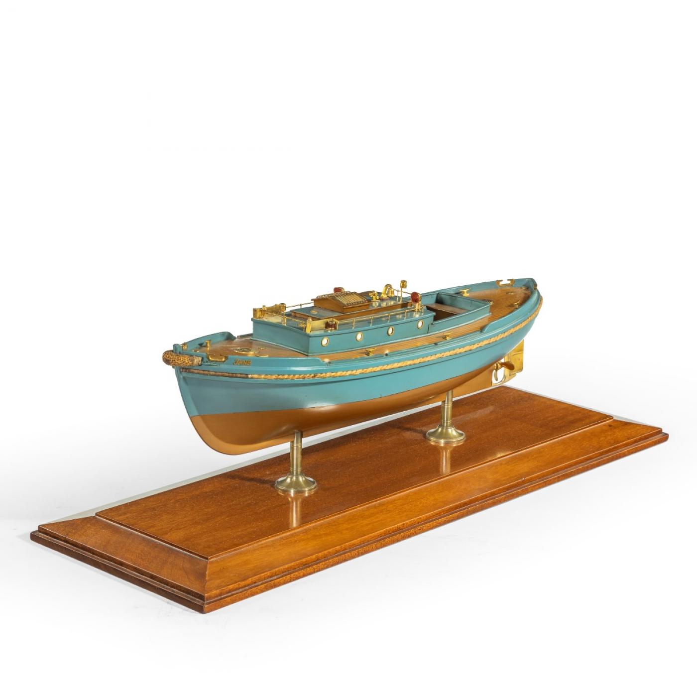 A detailed owner’s model or shipyard model of a double ended harbour launch
