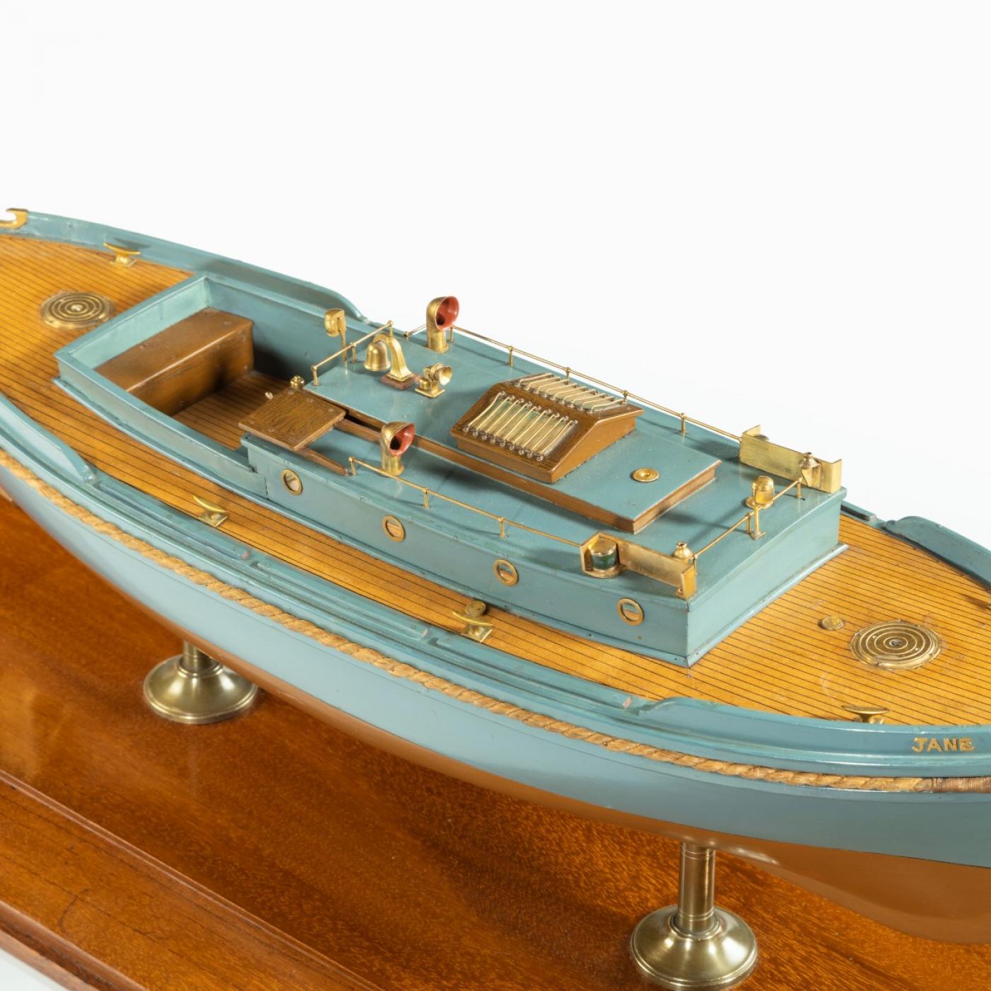 A detailed owner’s model or shipyard model of a double ended harbour launch