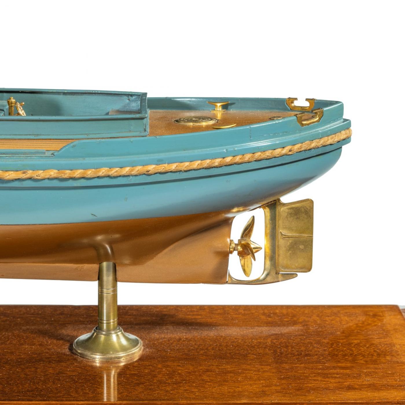 A detailed owner’s model or shipyard model of a double ended harbour launch