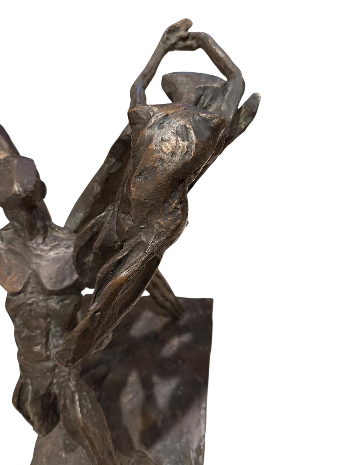 AMAZING BRUTALIST HEAVY WINGED ANGEL/SATAN & FEMALE NUDE BRONZE SIGNED ...