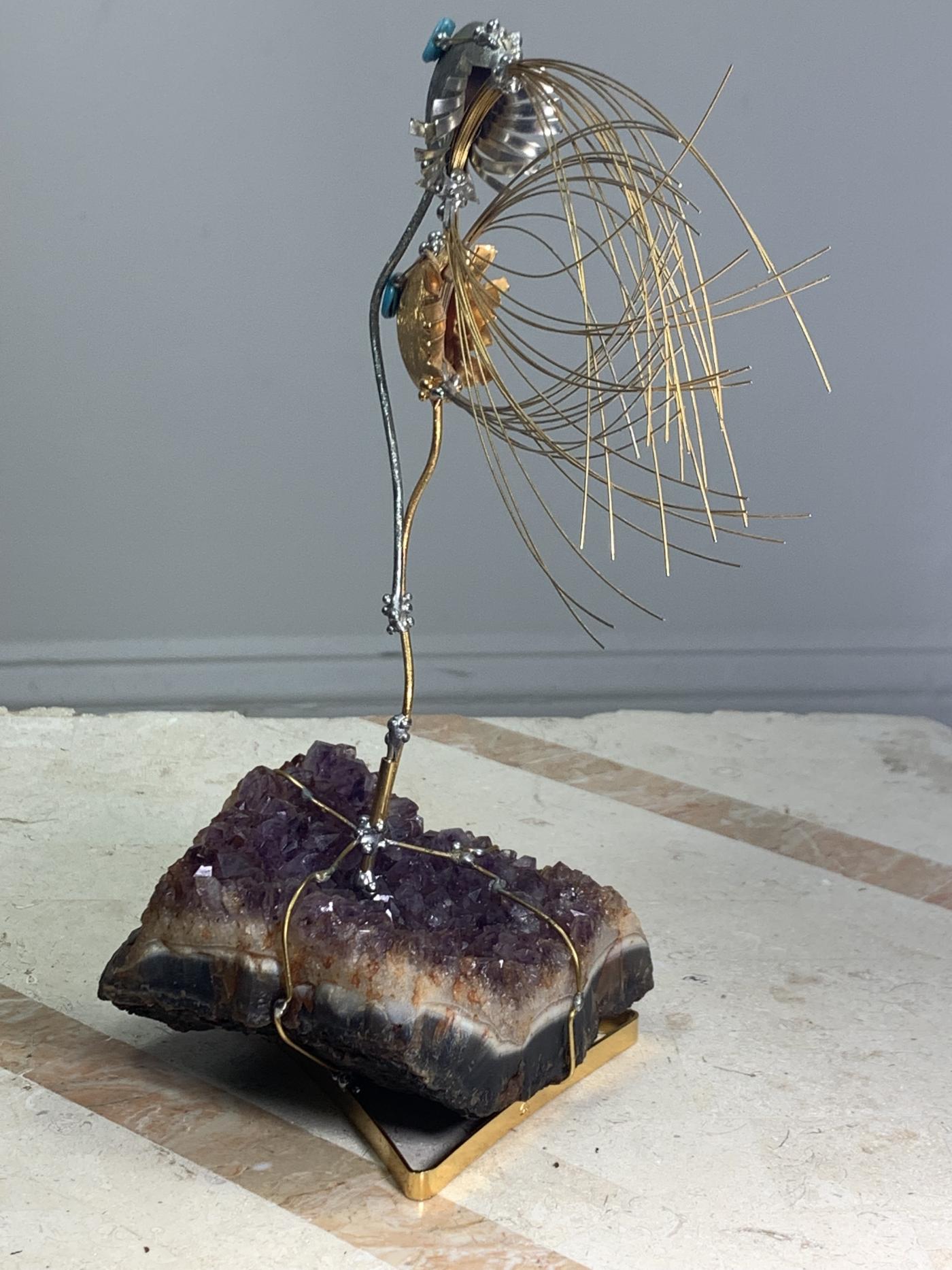 AMETHYST GEODE MODERNIST FISH SCULPTURE