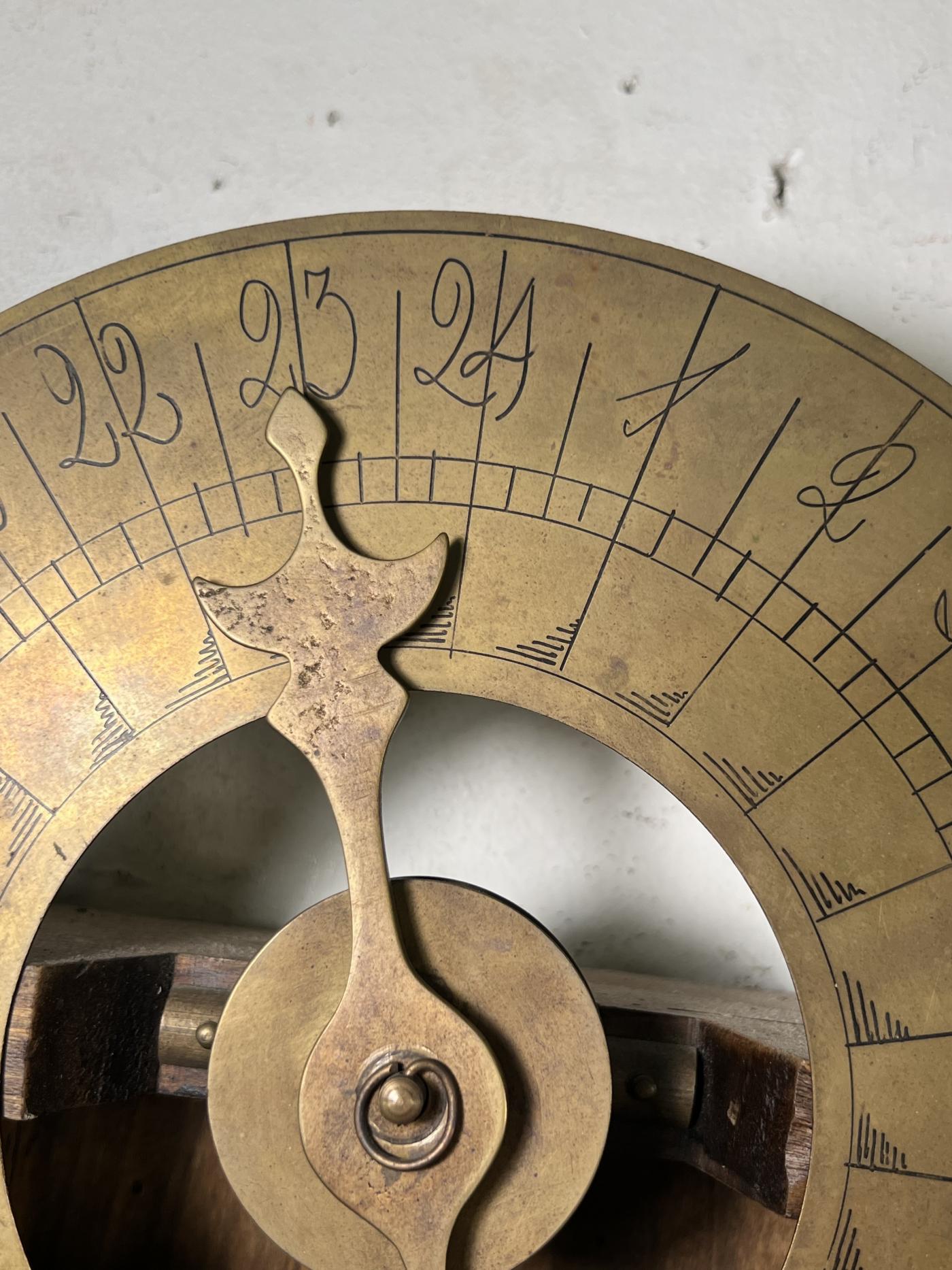 ANTIQUE ITALIAN BRASS AND WOOD WATER CLOCK