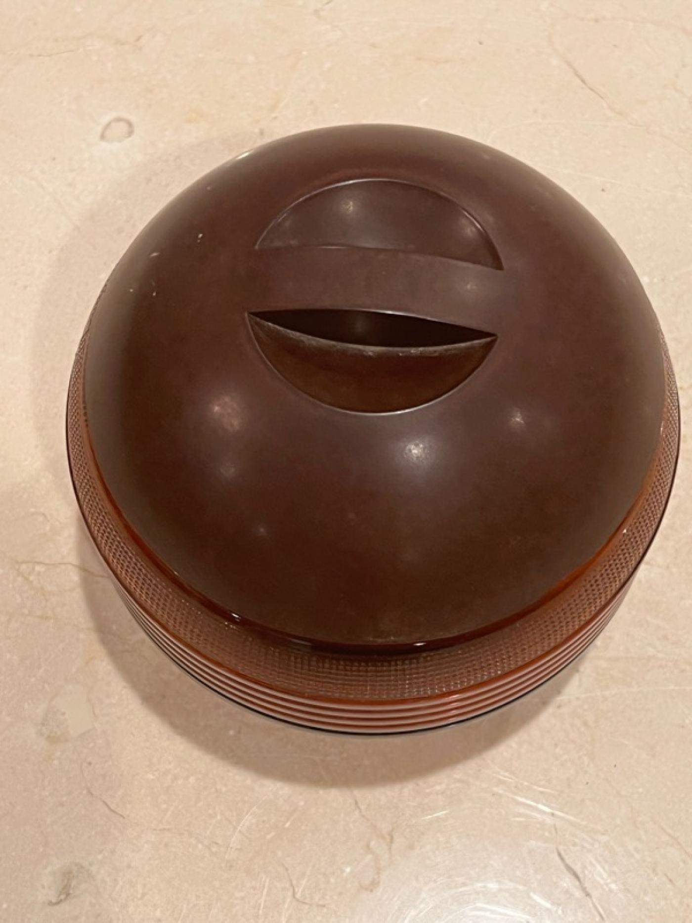 ART DECO AMBER GLASS AND BAKELITE SPHERE TOBACCO JAR