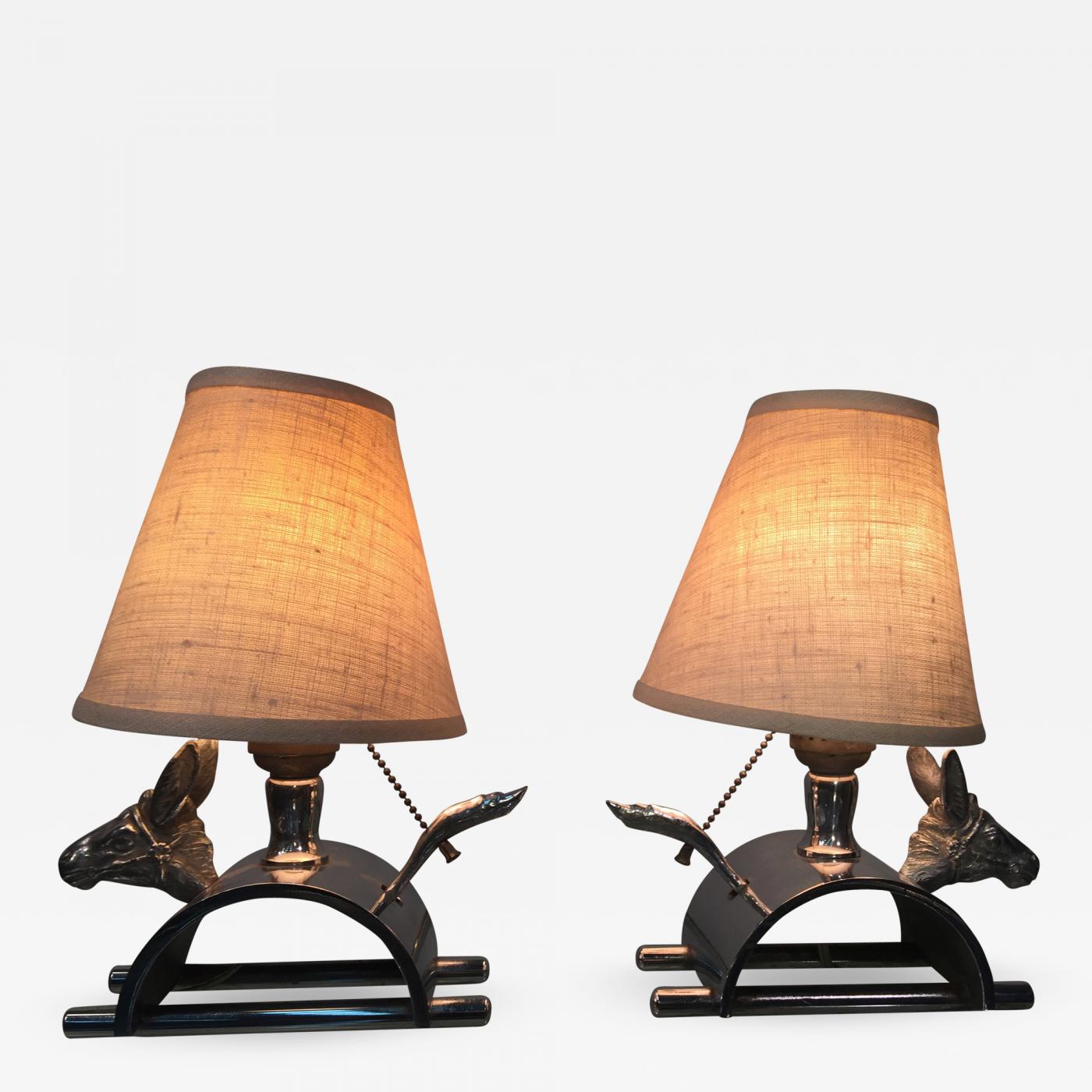 ART DECO MODERNIST CHROME DONKEY LAMPS