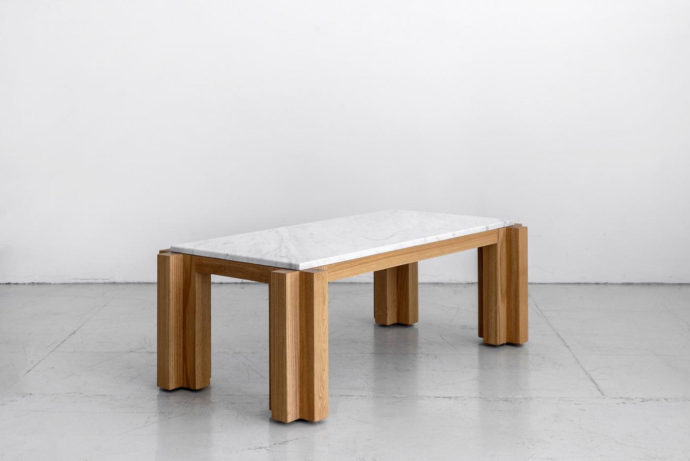 ATELIER ORANGE OAK AND MARBLE COFFEE TABLE