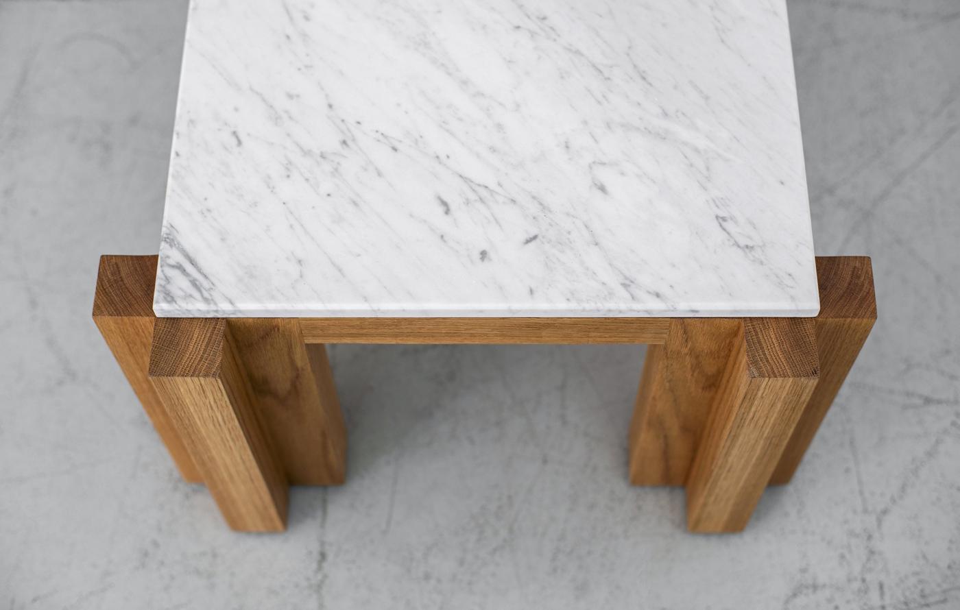 ATELIER ORANGE OAK AND MARBLE COFFEE TABLE