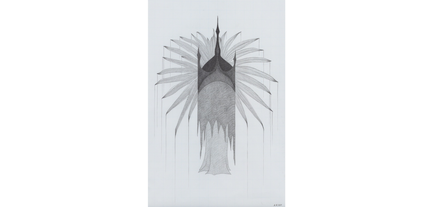 Afruz Amighi - Emperor's Headdress (drawing), 2017