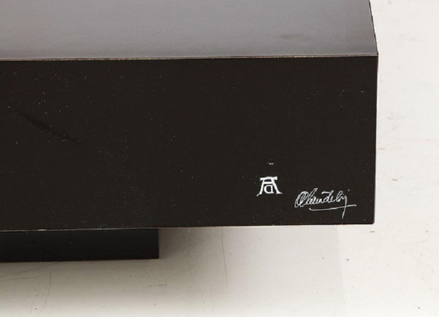 Alain Delon - BLACK LAMINATE AND BRASS COFFEE TABLE BY ALAIN DELON FOR ...