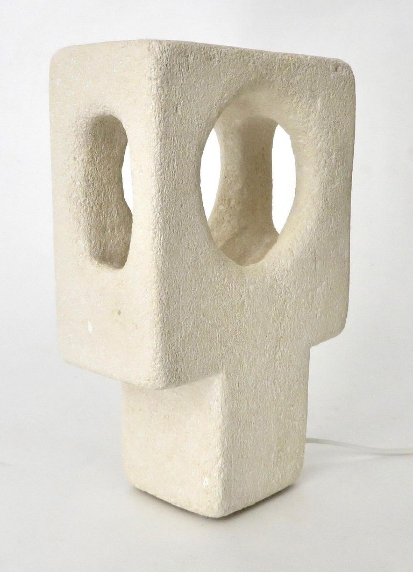 Albert Tormos - Albert Tormos Carved French Limestone Table Lamp