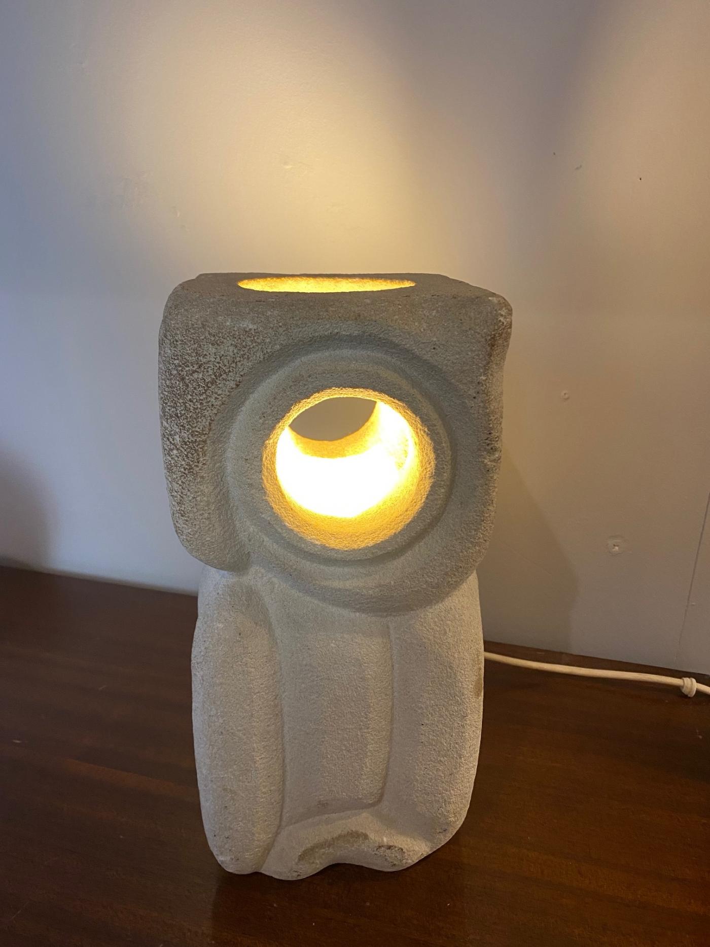 Albert Tormos - Limestone Table Lamp by Albert Tormos, France, 1970s