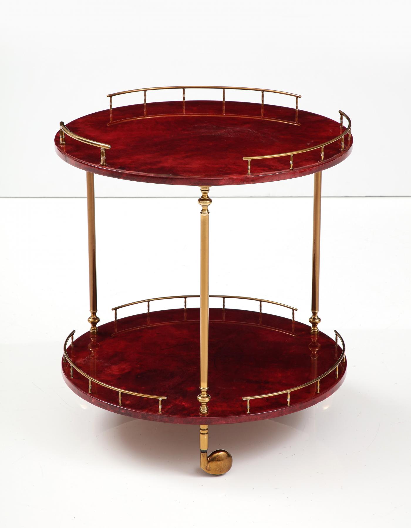 Aldo Tura - Aldo Tura Ruby Red Goatskin Bar Cart