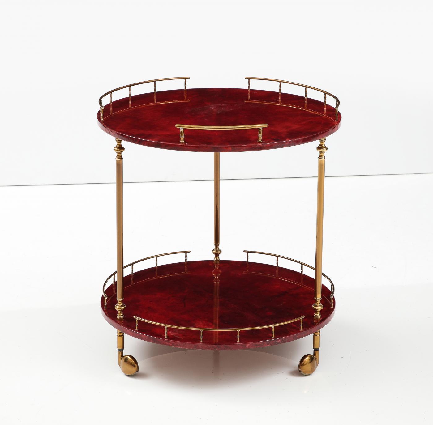 Aldo Tura - Aldo Tura Ruby Red Goatskin Bar Cart