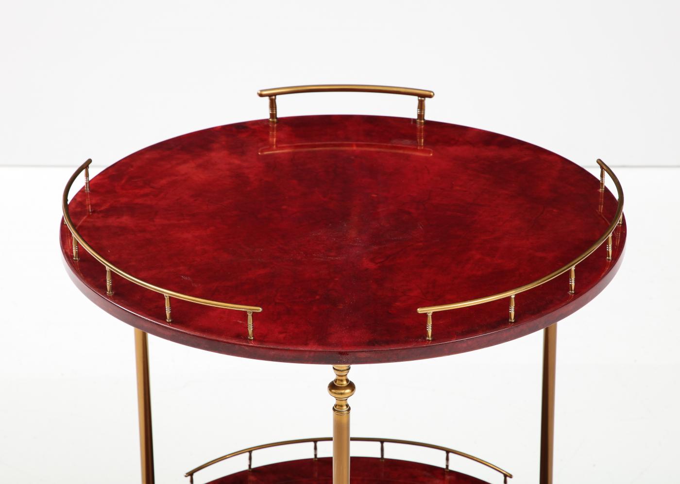 Aldo Tura - Aldo Tura Ruby Red Goatskin Bar Cart