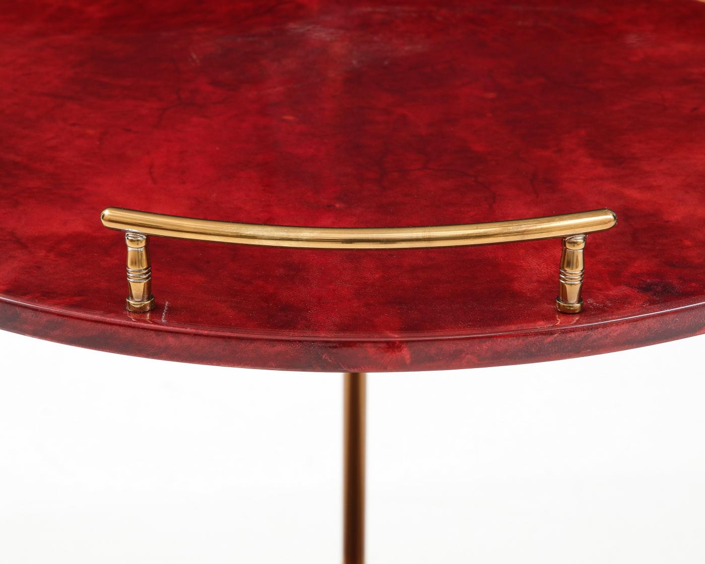 Aldo Tura - Aldo Tura Ruby Red Goatskin Bar Cart