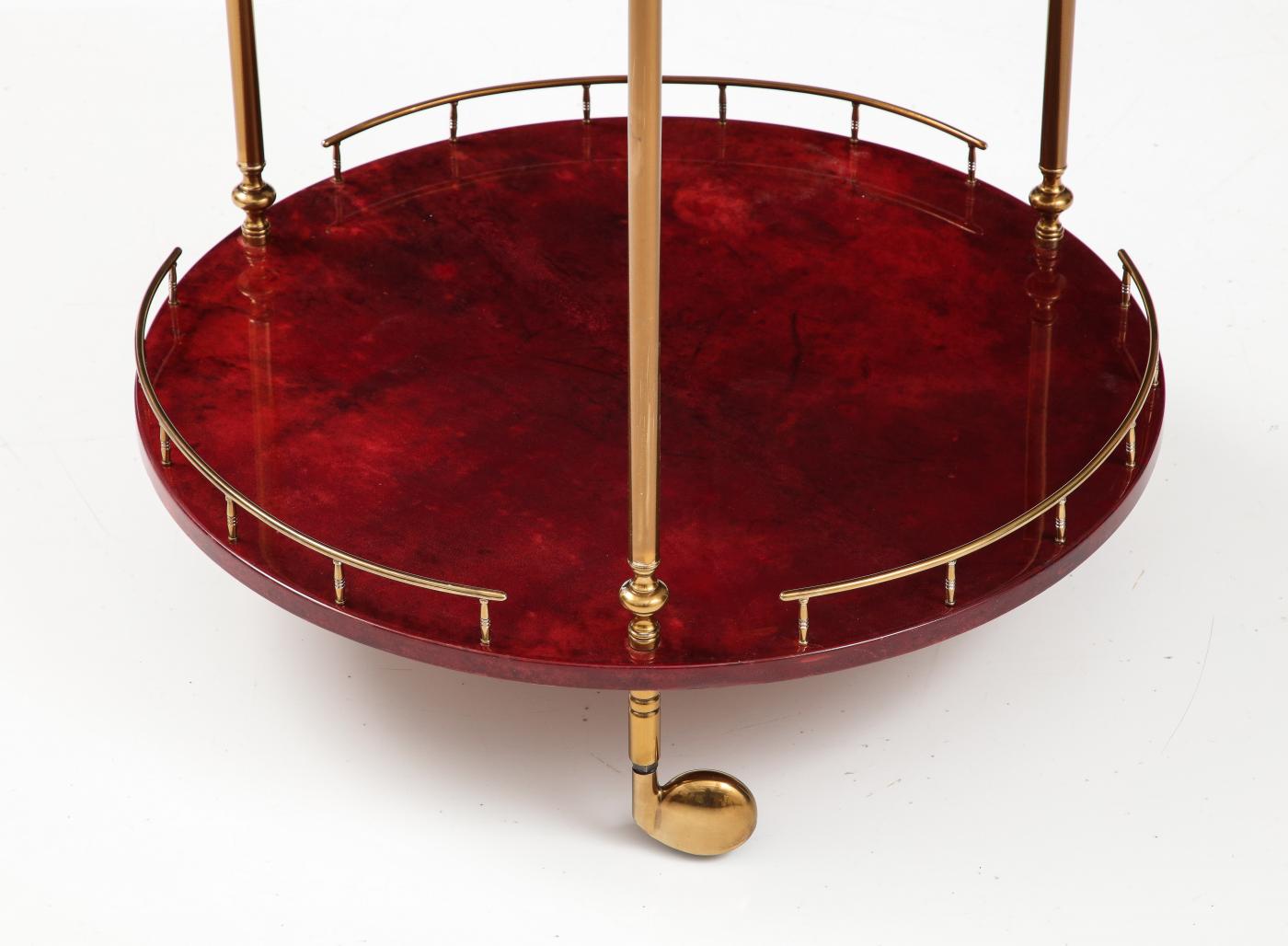 Aldo Tura - Aldo Tura Ruby Red Goatskin Bar Cart