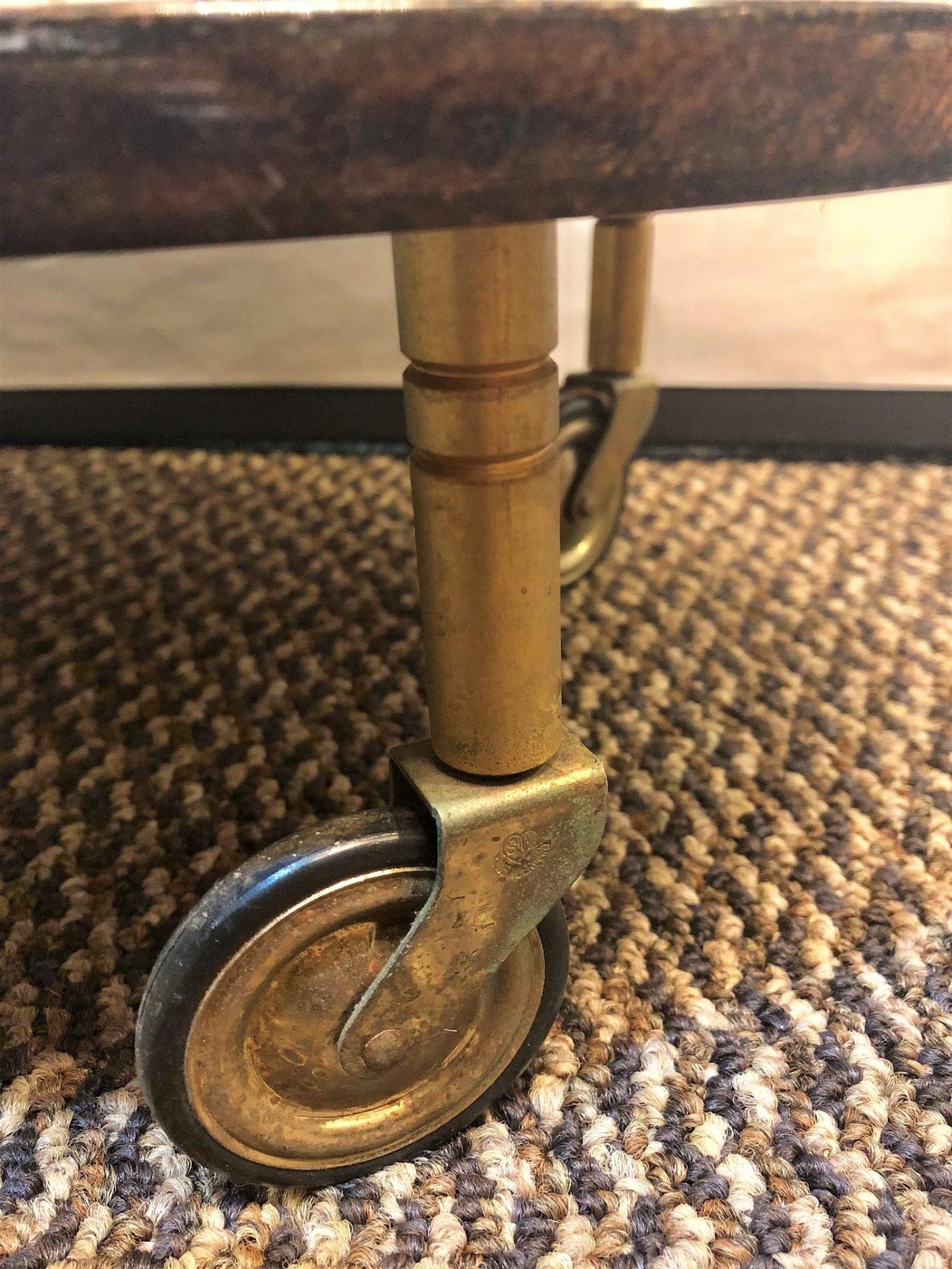 Aldo Tura - Mid-Century Modern Aldo Tura Diminutive Goat Skin Trolly, Italian Serving Wagon