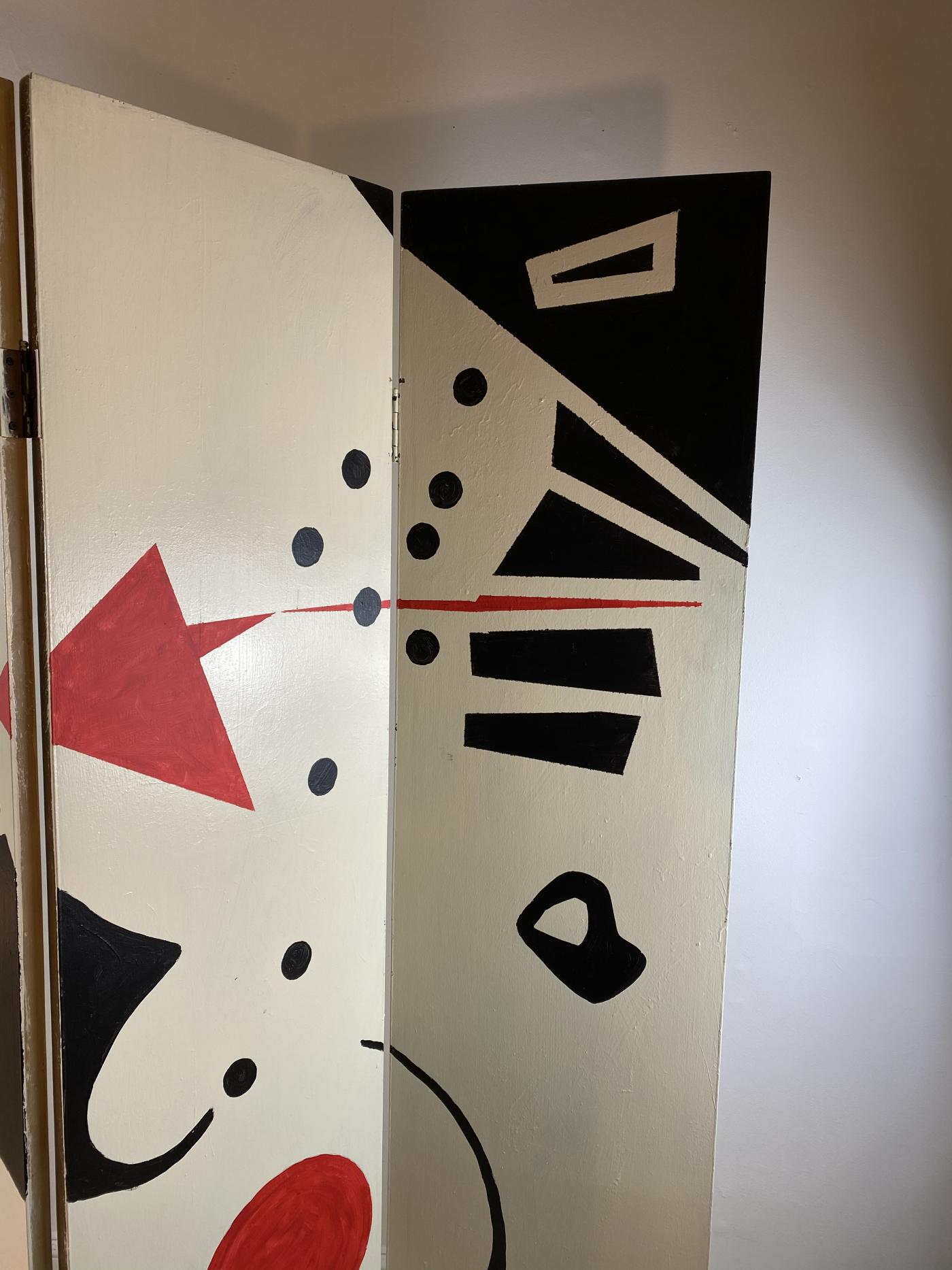 Alexander Calder - CALDERESQUE HAND PAINTED WOOD FOUR PANEL STANDING SCREEN