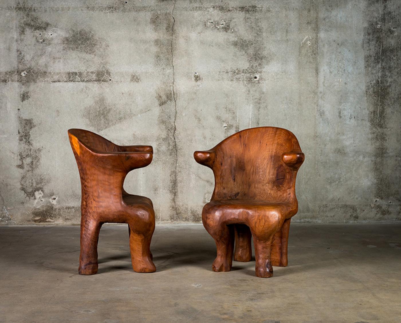 Alexandre Noll - Alexandre Noll-Style Pair of Wood Chairs